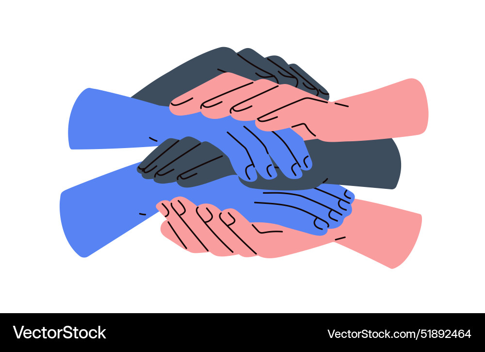 Hands stack together team trust and unity Vector Image