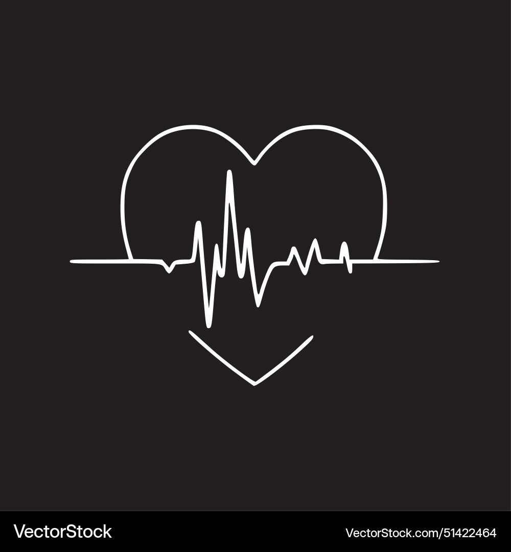 Heartbeat - black and white isolated icon Vector Image