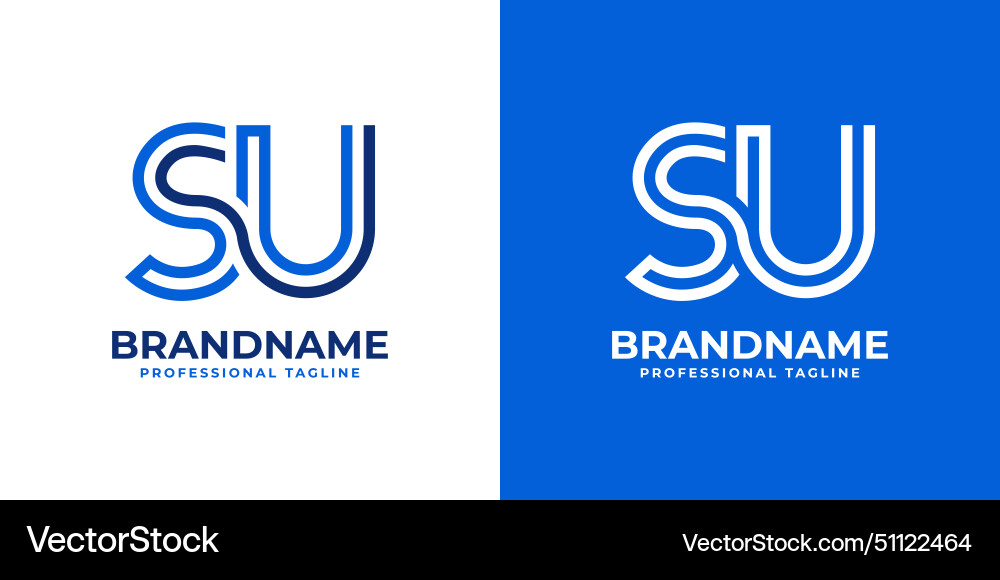 Letters su line monogram logo suitable Royalty Free Vector