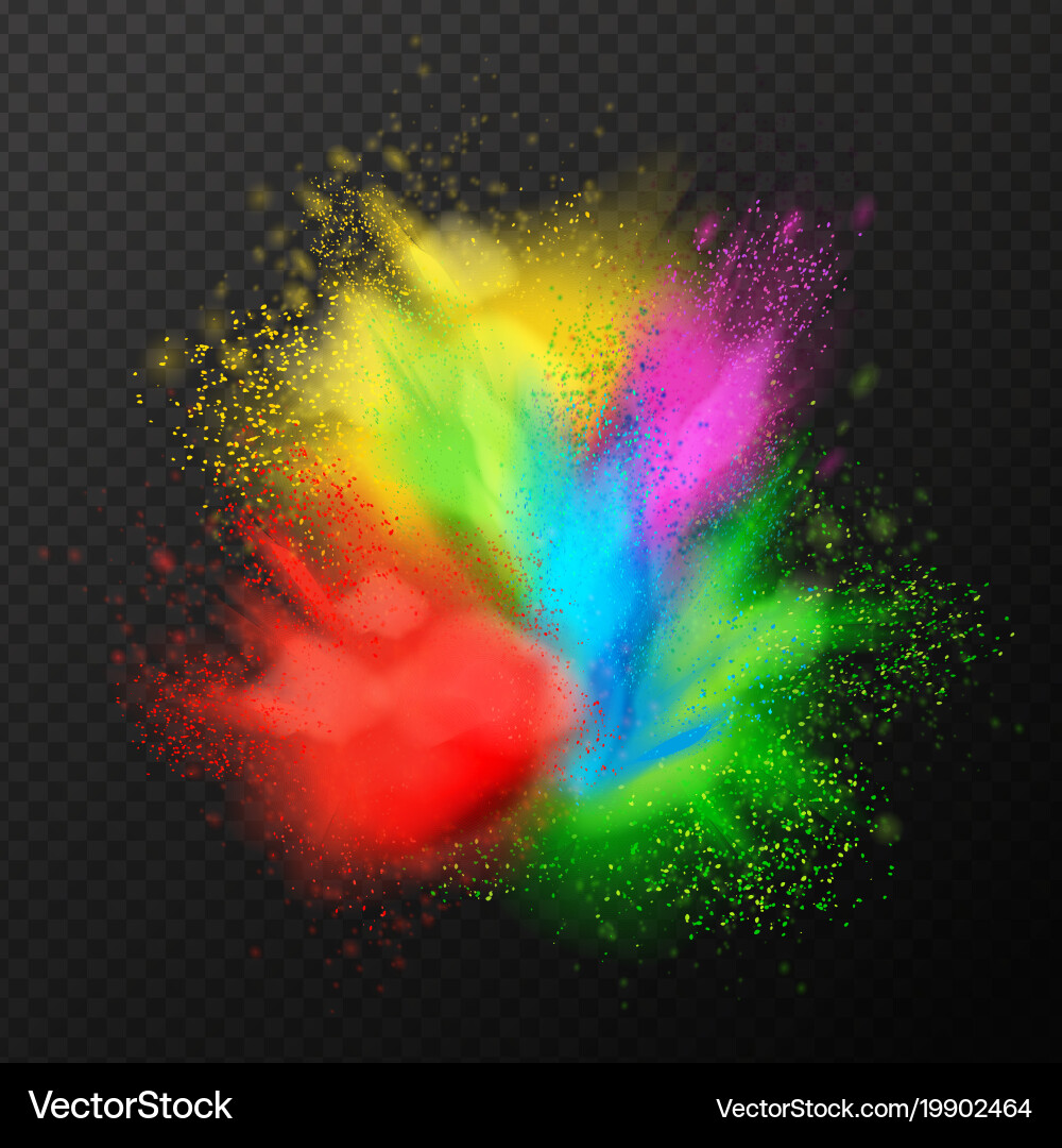Paint explosion realistic composition Royalty Free Vector