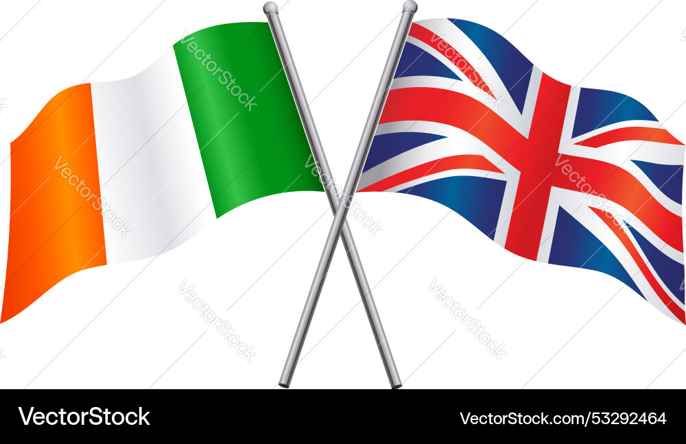 UK & Ireland Flags Crossed Royalty Free Vector Image