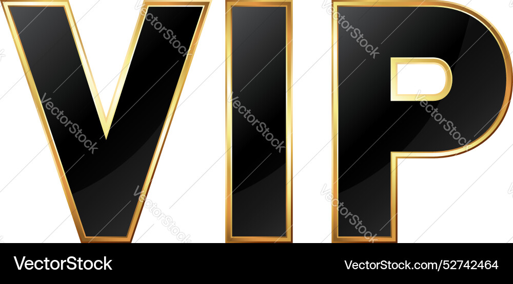 Vip sign black gold color design Royalty Free Vector Image
