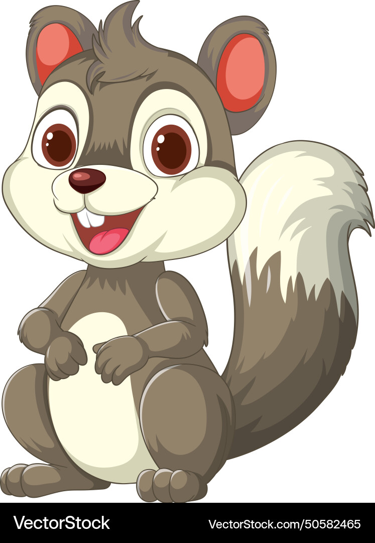 Adorable animated squirrel smiling happily Vector Image