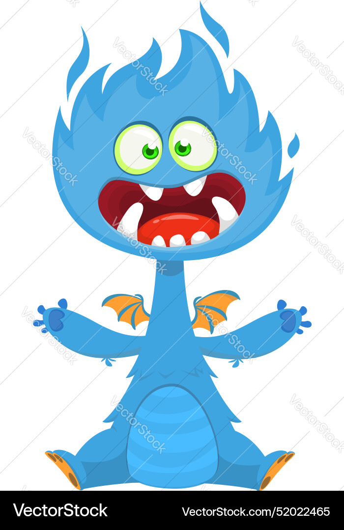 Cartoon angry monster with scary face expression Vector Image