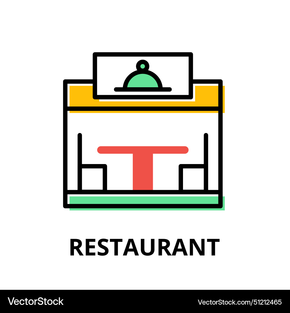 Concept of restaurant icon flat line design Vector Image