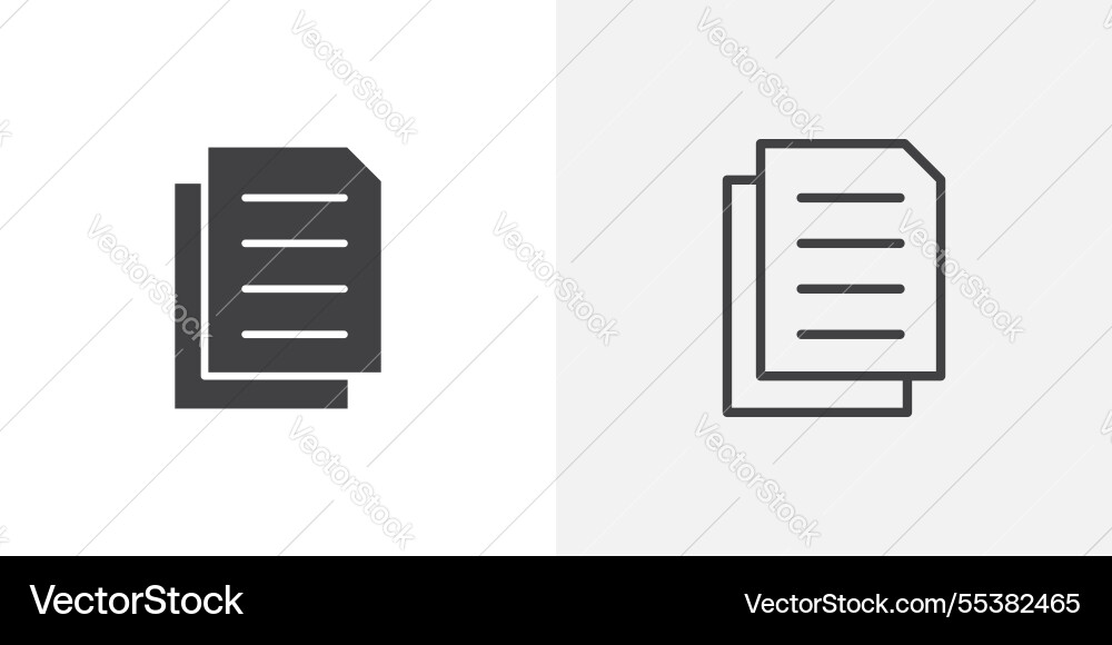 Duplicate icons in black fill and liner versions Vector Image