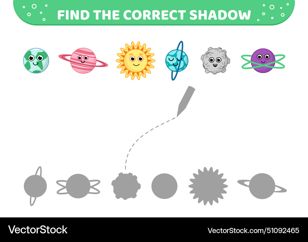 Find the correct shadow planets of solar system Vector Image