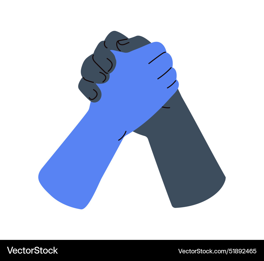 Hand clasped together greeting grabbing gesture Vector Image