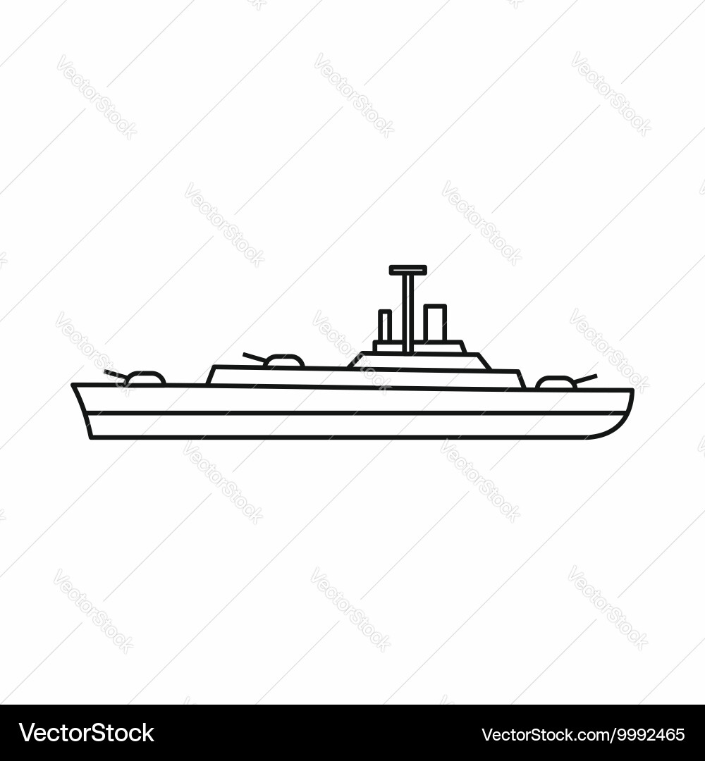 Military navy ship icon outline style Royalty Free Vector