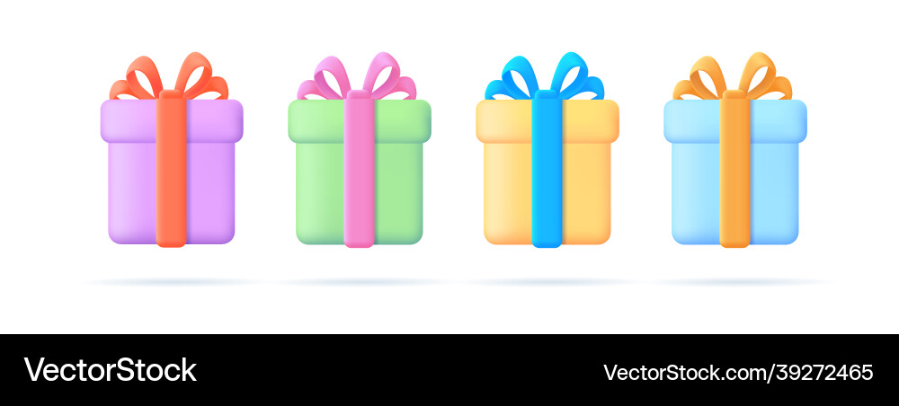 Set of pastel color 3d gift boxes rounded soft Vector Image