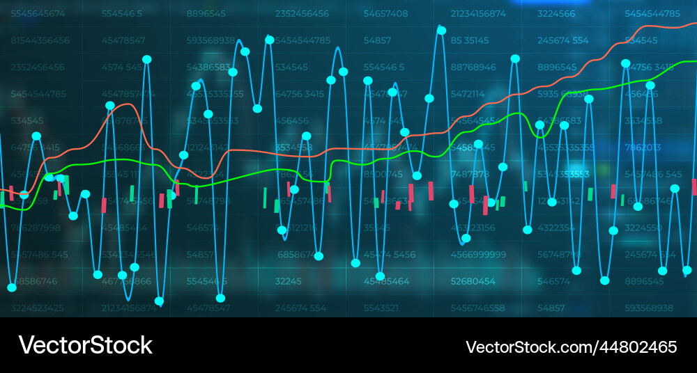 Stock or equity market graph with diagrams Vector Image
