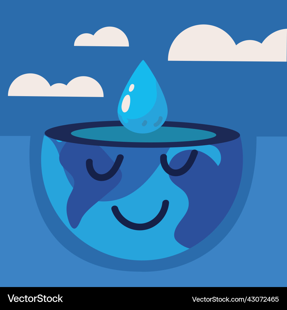 Water drop and world Royalty Free Vector Image