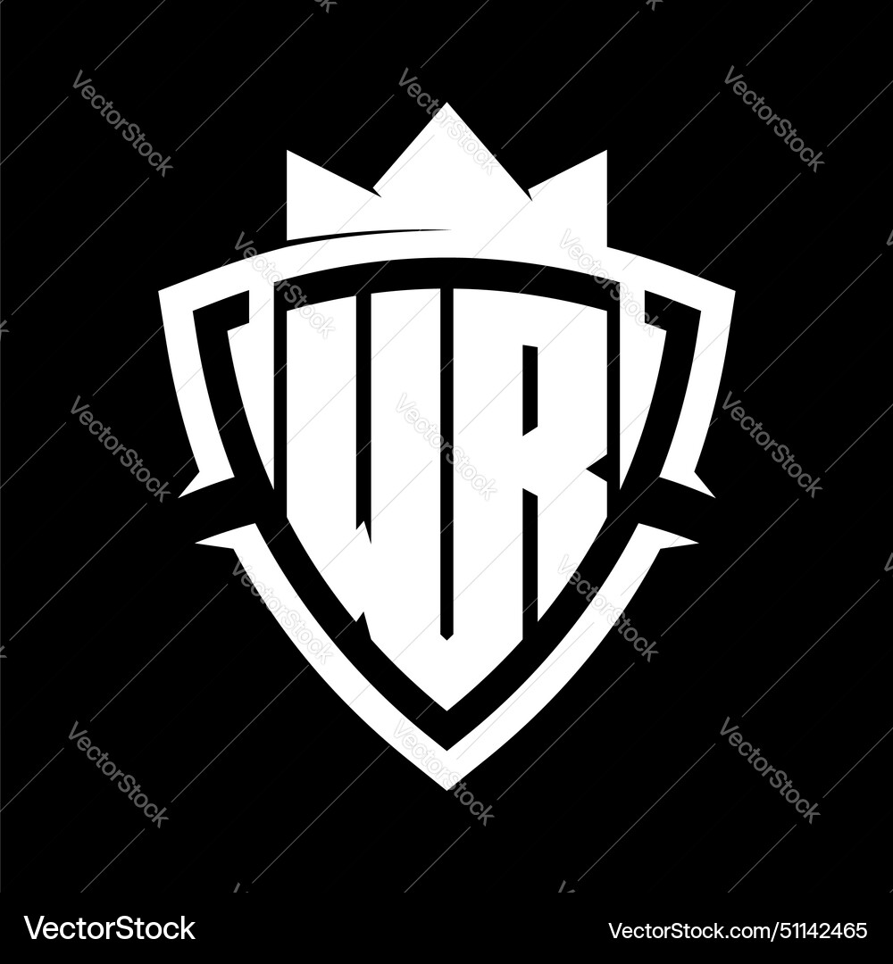 Wr letter monogram with triangle curve shield Vector Image