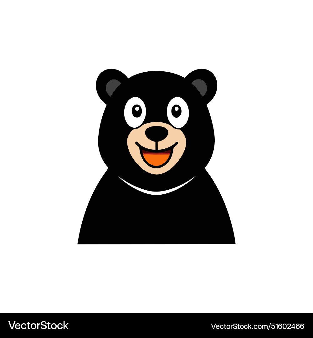 Asian black bear smiles icon Royalty Free Vector Image