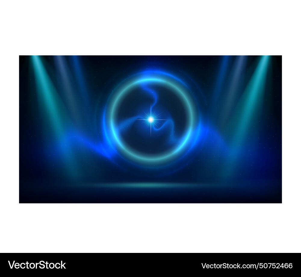 Blue spotlight backdrop science experiment stage Vector Image