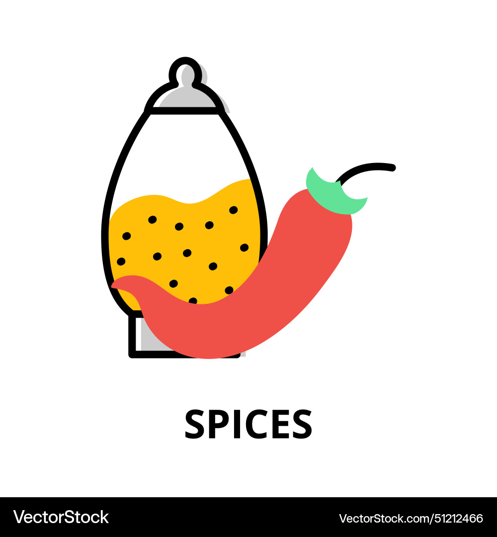 Concept of spices icon flat line design Royalty Free Vector