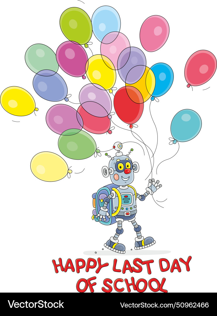 Greeting card with a cartoon robot Royalty Free Vector Image
