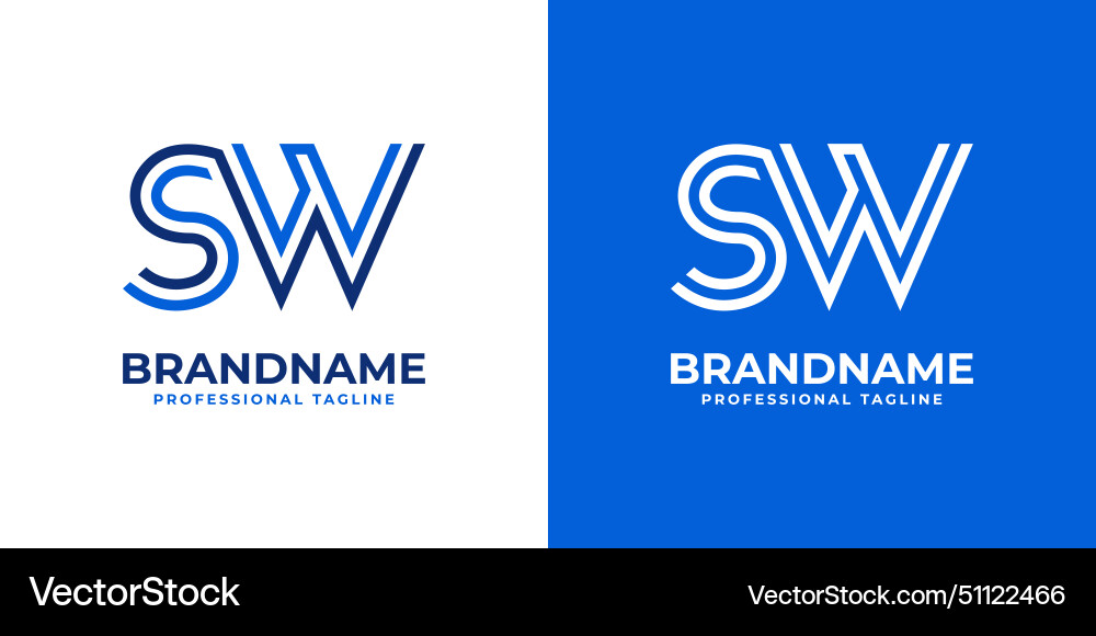 Letters sw line monogram logo suitable Royalty Free Vector