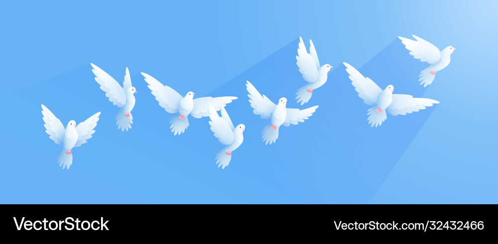 Sky flying pigeons composition Royalty Free Vector Image