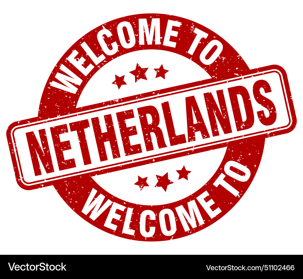 Welcome to netherlands stamp round Royalty Free Vector Image