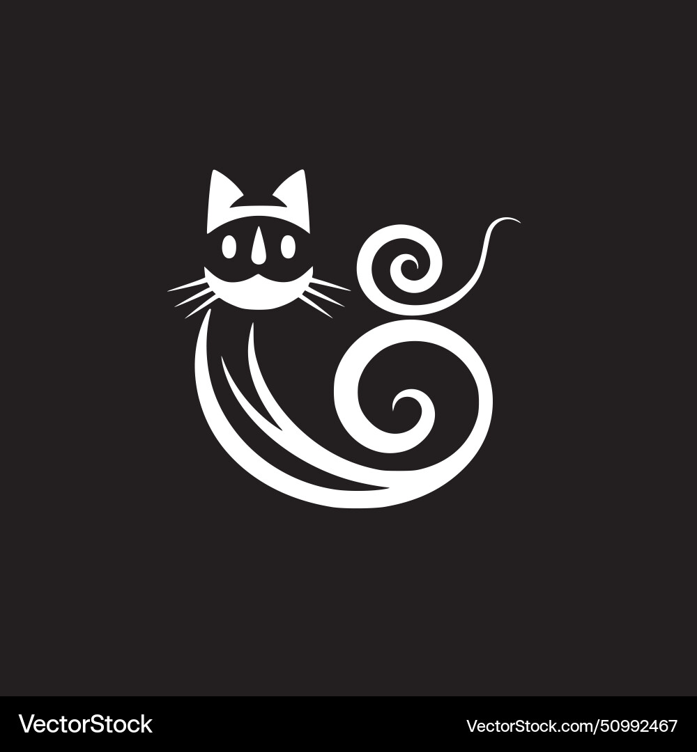 Cat - black and white Royalty Free Vector Image