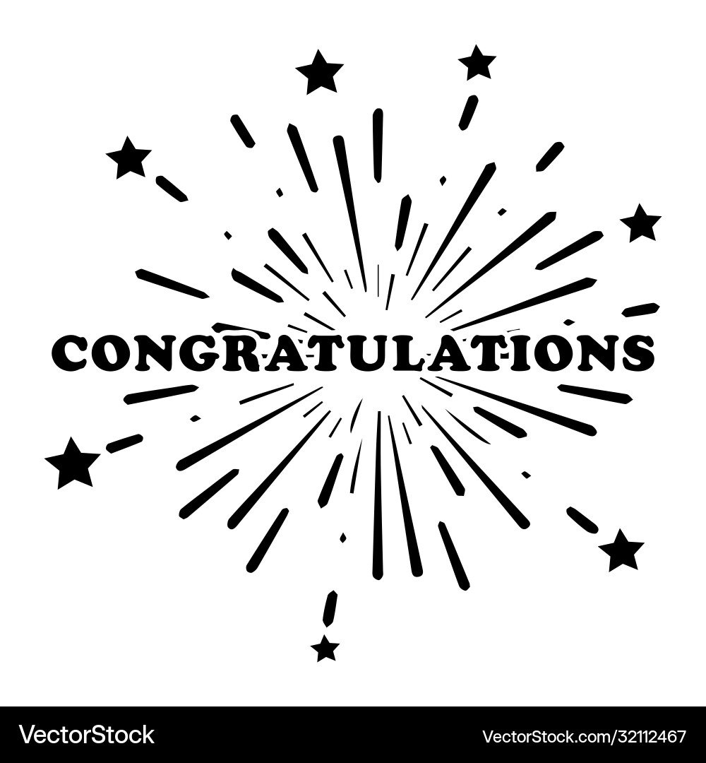 Congratulations congrats fireworks stars Vector Image