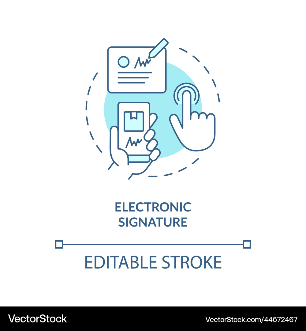 Electronic Signature Icon - Turquoise Royalty Free Vector