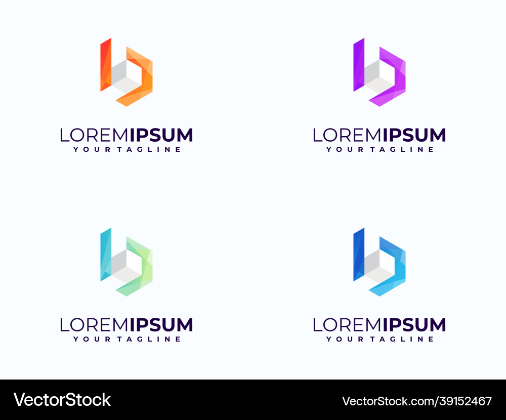 Gradient cube box logo with letter b concept Vector Image