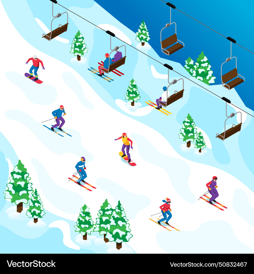 Isometric ski resort Royalty Free Vector Image
