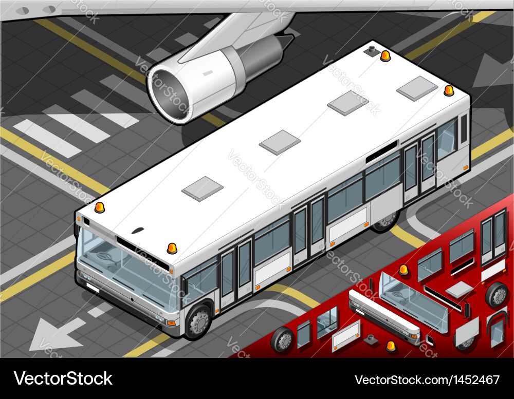 Isometrischer Flughafenbus in Frontansicht Vektorbild