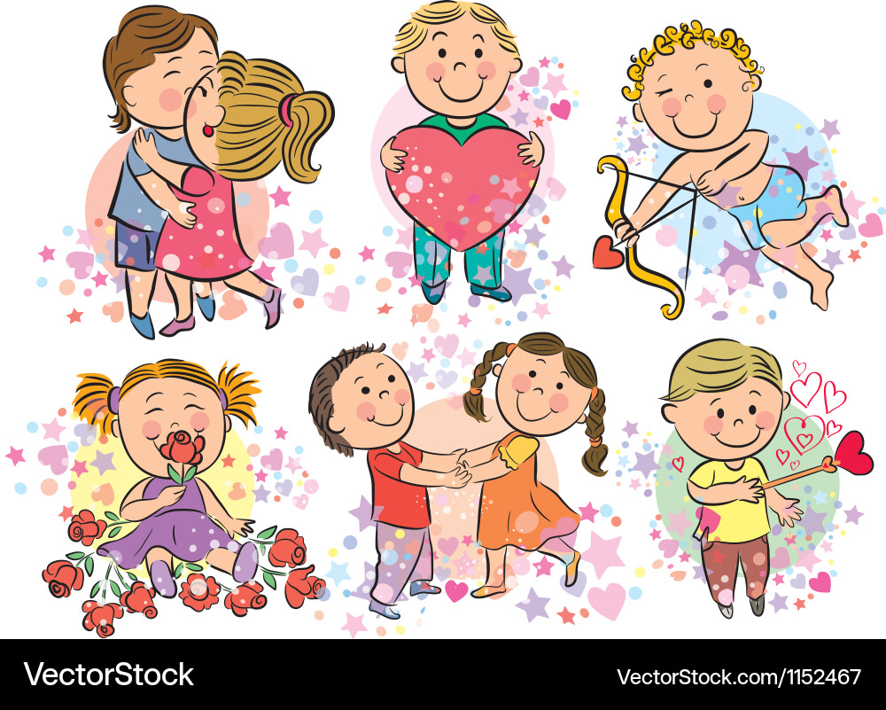 Kids with love Royalty Free Vector Image - VectorStock