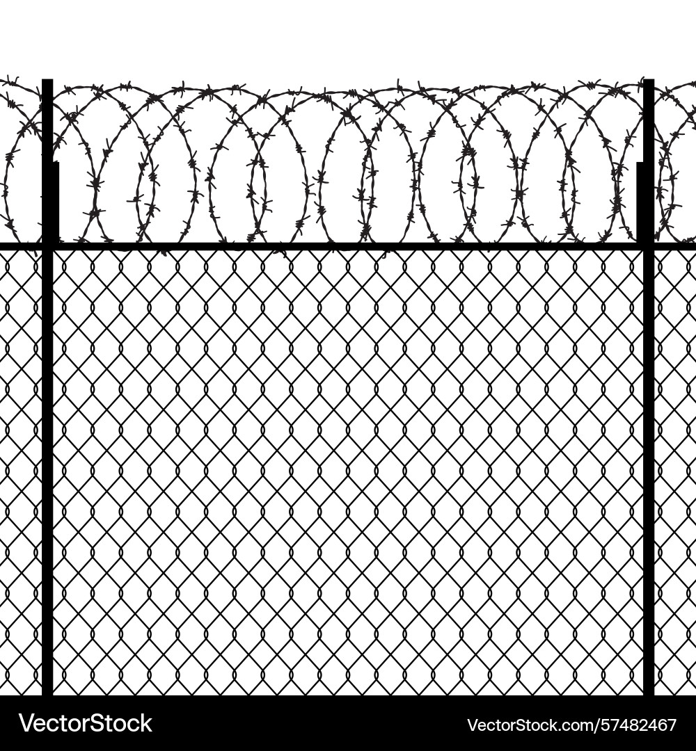 Prison wire metal chain fence security wall Vector Image