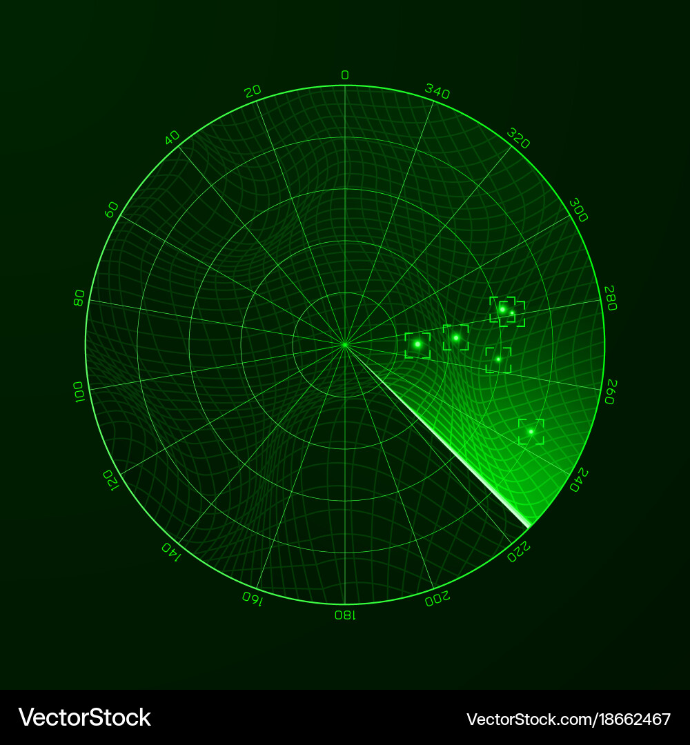 Radar blip detection of objects on the Royalty Free Vector