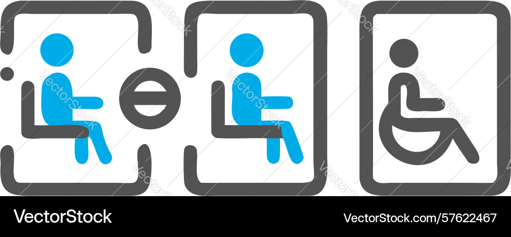 Train interior seating and accessibility icons Vector Image