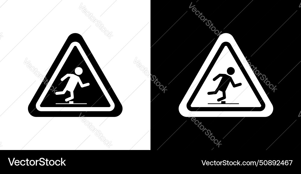 Tripping hazard warning sign icon set danger Vector Image