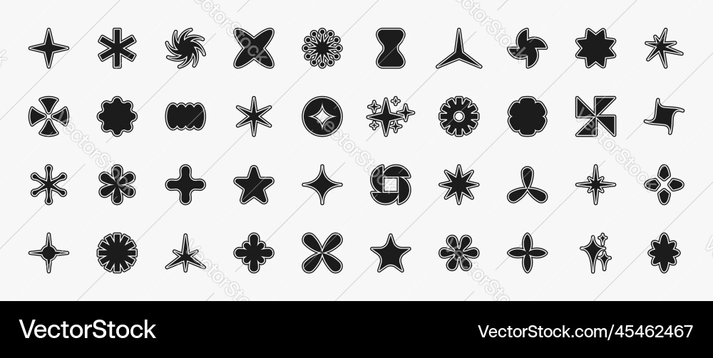 Y2k star shapes collections Royalty Free Vector Image