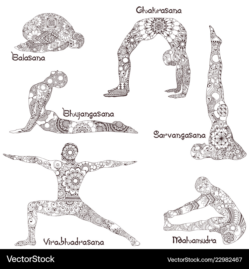 Yoga poses Royalty Free Vector Image - VectorStock