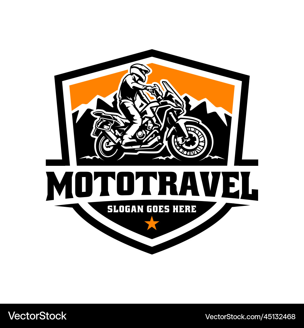 Adventure motor traveler logo Royalty Free Vector Image