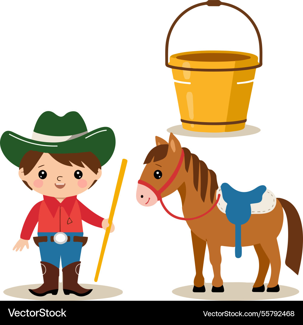 Cowboy stickers set clipart calculations Vector Image