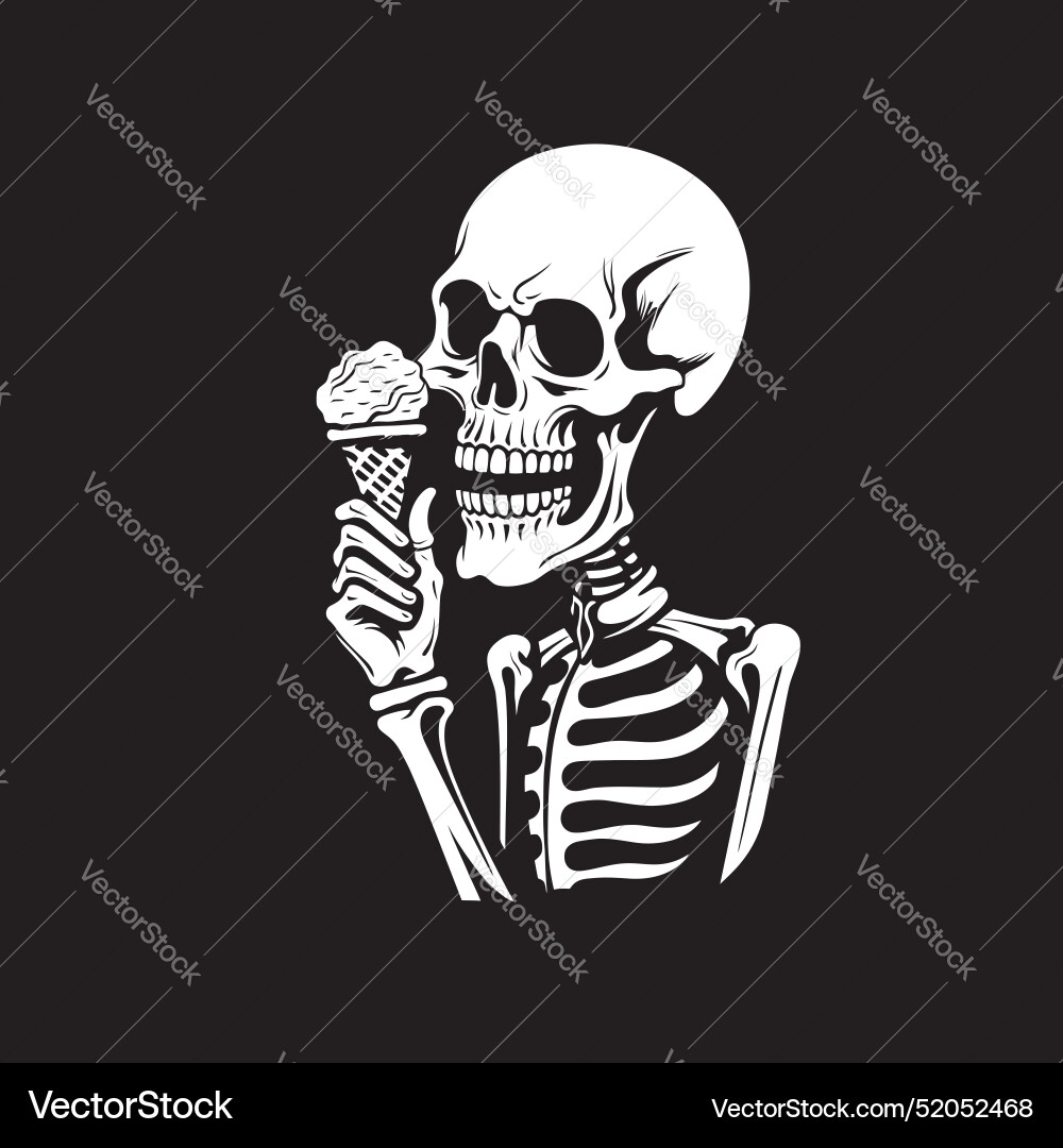 Creepy cravings skeleton licking soft serve icon Vector Image