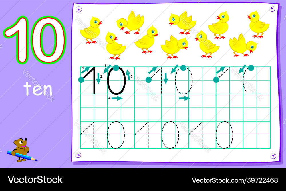 Educational page for young children with number Vector Image