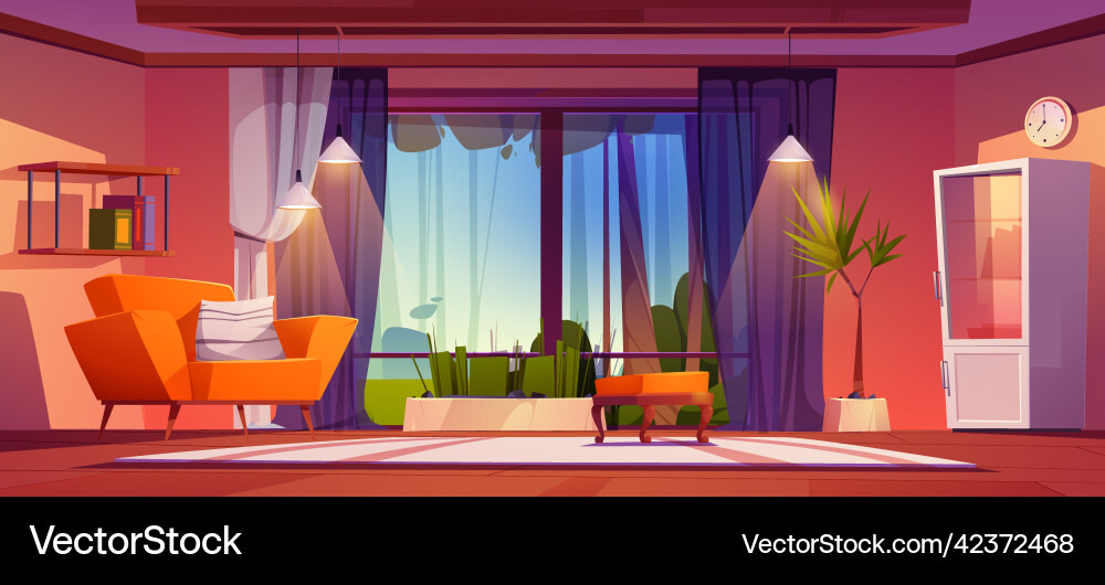 House living room with panoramic window Royalty Free Vector