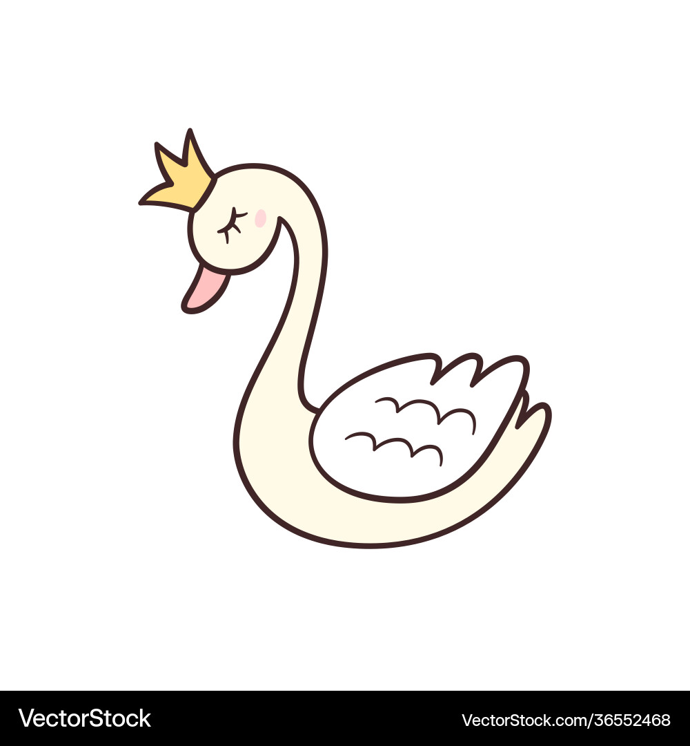 Little princess swan with crown isolated Vector Image