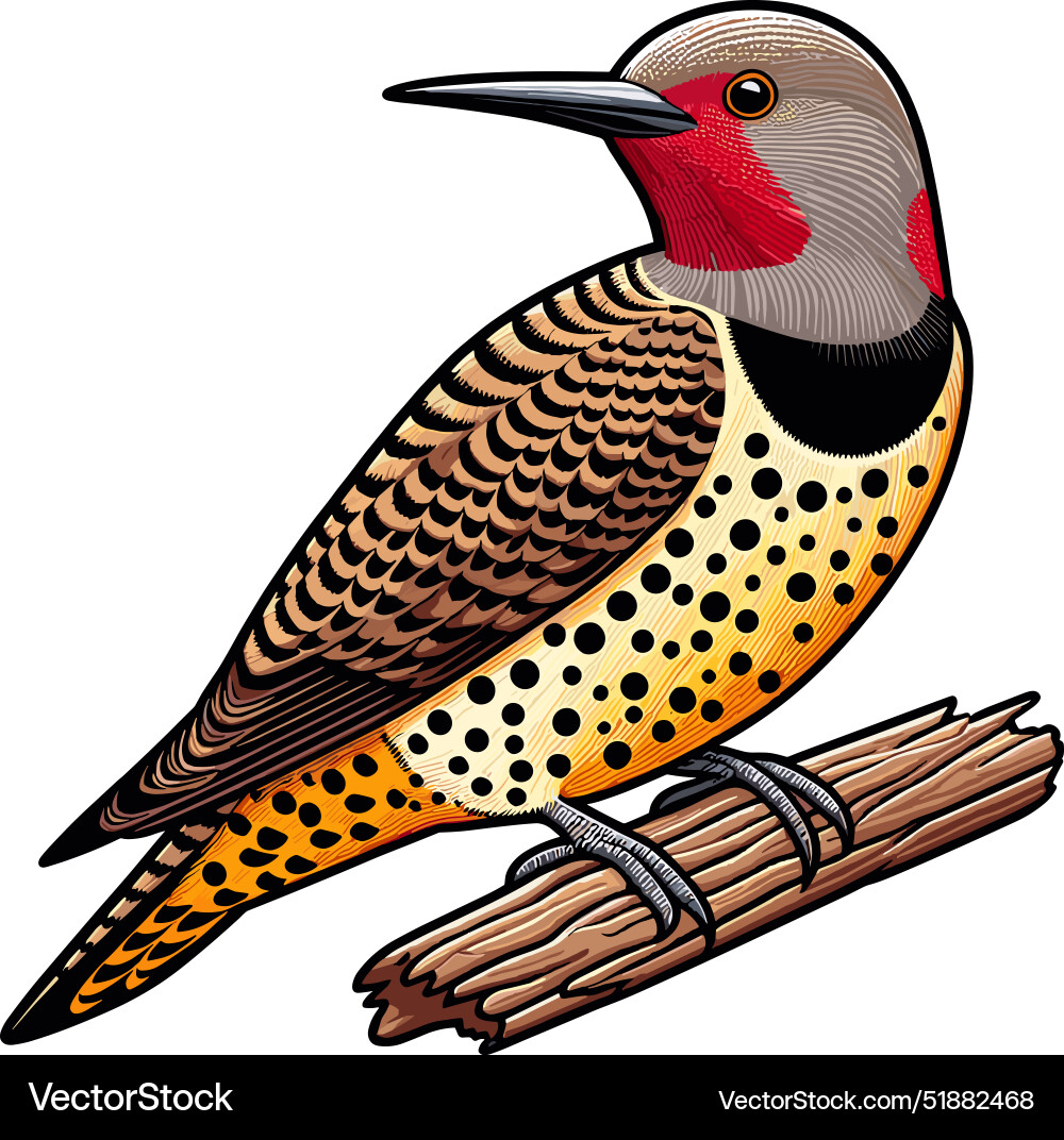 Northern flicker isolated on white background Vector Image