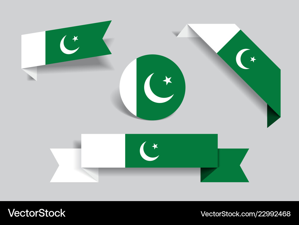 Pakistani flag stickers and labels Royalty Free Vector Image