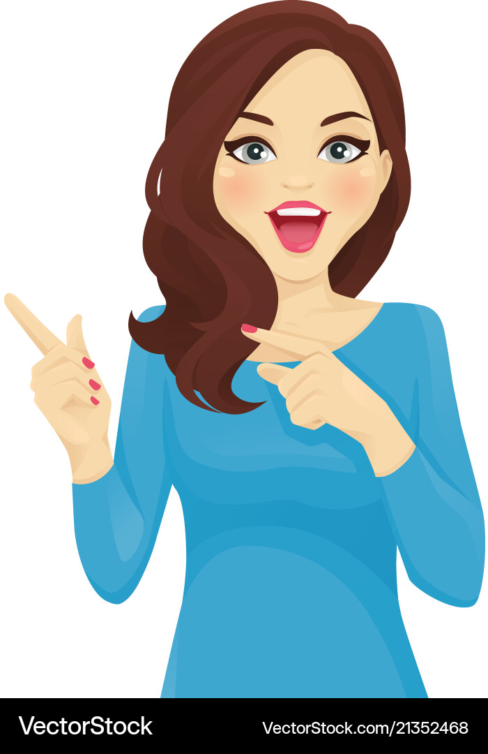 Surprised woman pointing Royalty Free Vector Image