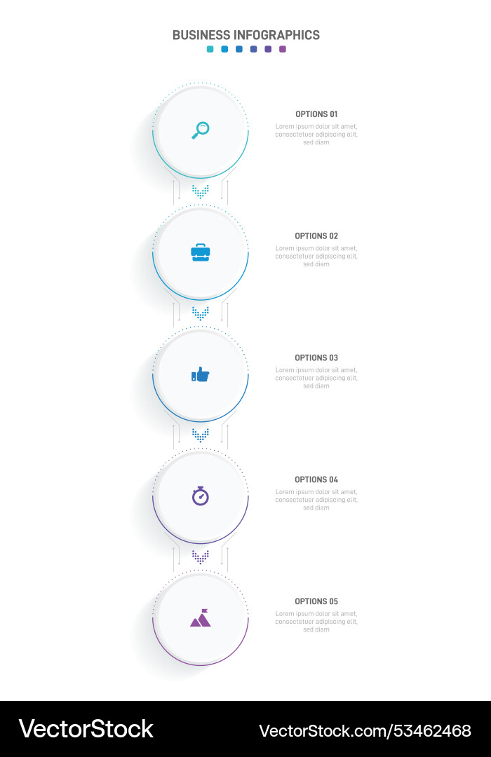 Vertical progress bar featuring 5 arrow-shaped Vector Image