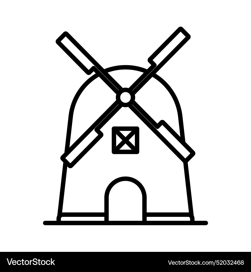 Wind mill icon linear logo mark in black and white