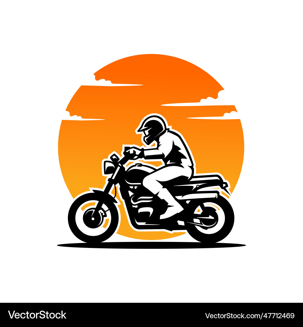 Biker riding motorcycle logo Royalty Free Vector Image
