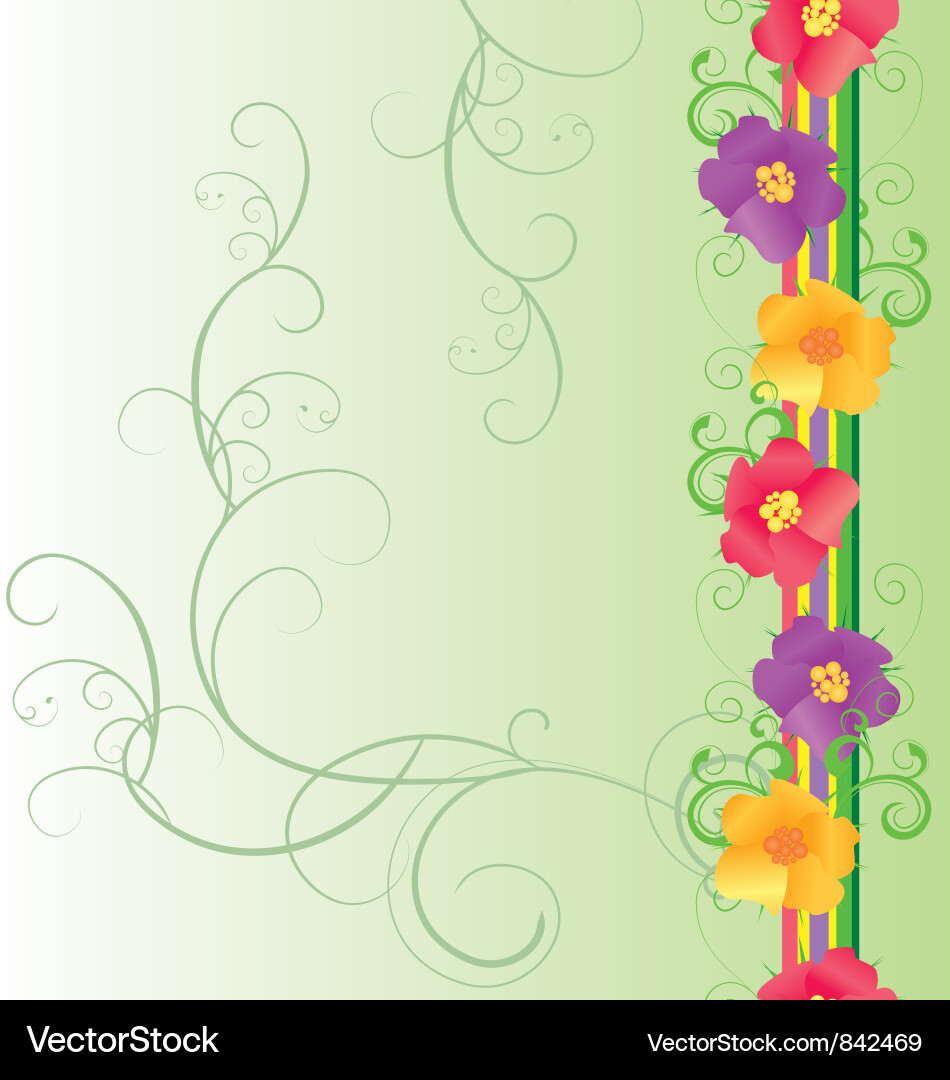 Colorful flowers border on green Royalty Free Vector Image